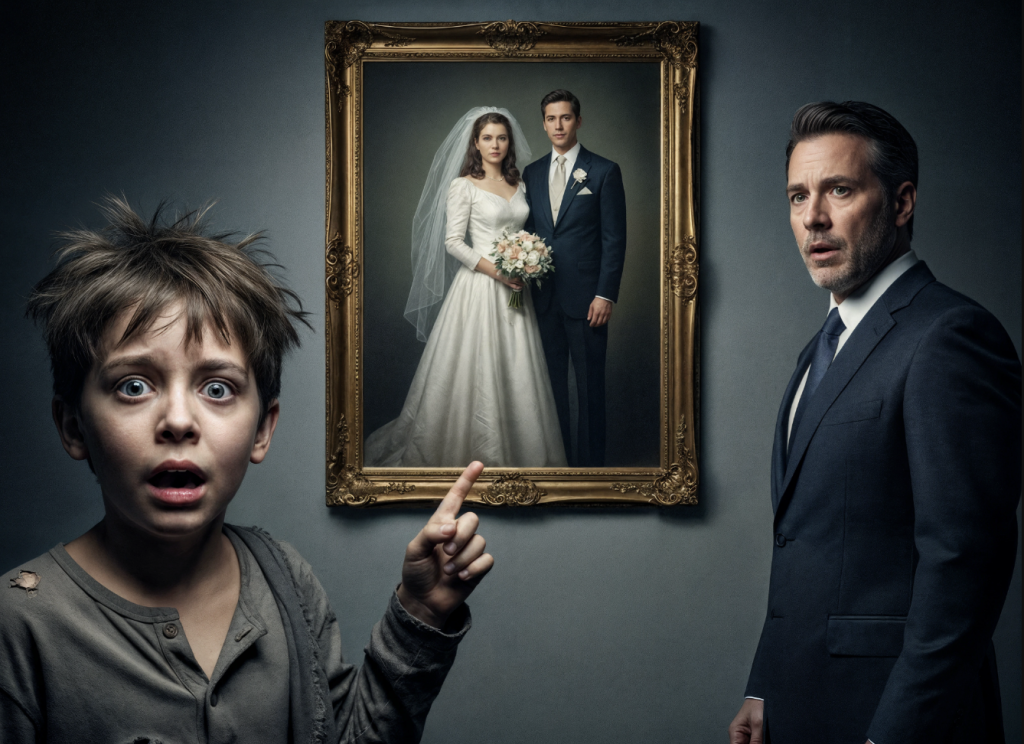 Un garçon sans-abri aperçoit une photo de mariage et murmure « C’est ma ...